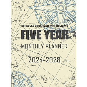 2024-2028 Five Year Monthly Planner: 5 Year calendar from January 2024 to December 2028 Schedule Organizer with federal holidays