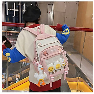 HOKMAH Aesthetic Cute Back To School Travel Backpacks, Bookbag Boys Girls Backpack, Fashion School College Students Backpack Durable (Pink)