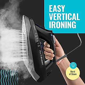 Pursteam World's Best Steamers Steam Iron for Clothes 1700W with Self-Cleaning Nonstick Stainless Steel Soleplate, Auto Shutoff, Anti-Drip