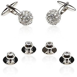 Cuff-Daddy Crystal Ball Cufflinks Studs with Presentation Box