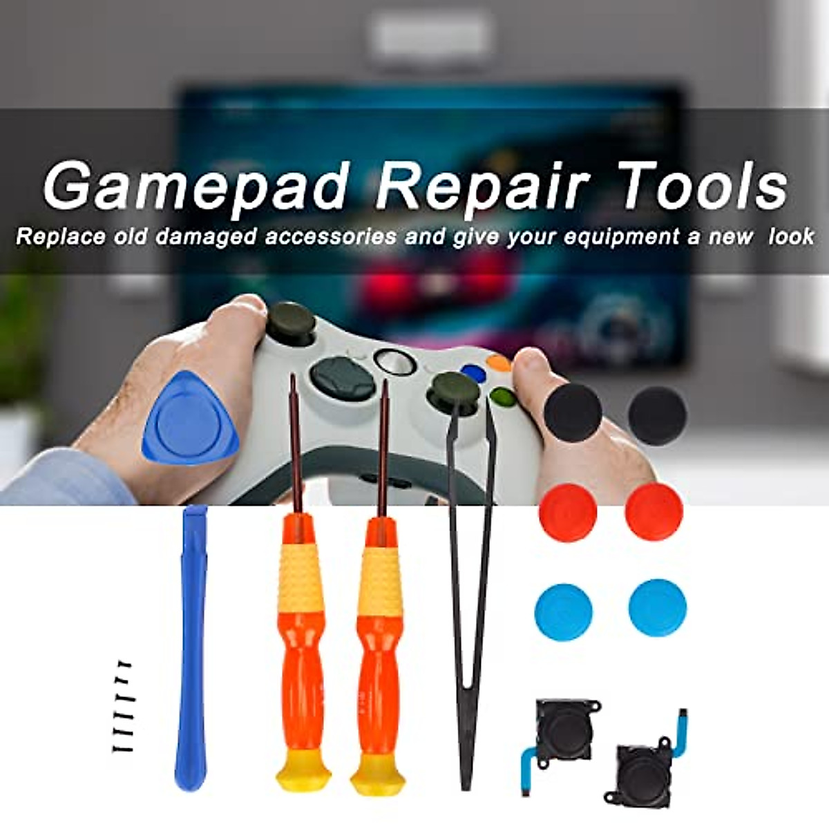 Screwdriver Repair Tools, Repair Joystick Replacement Tool Kit Sturdy ABS+Metal for SW Game Controller