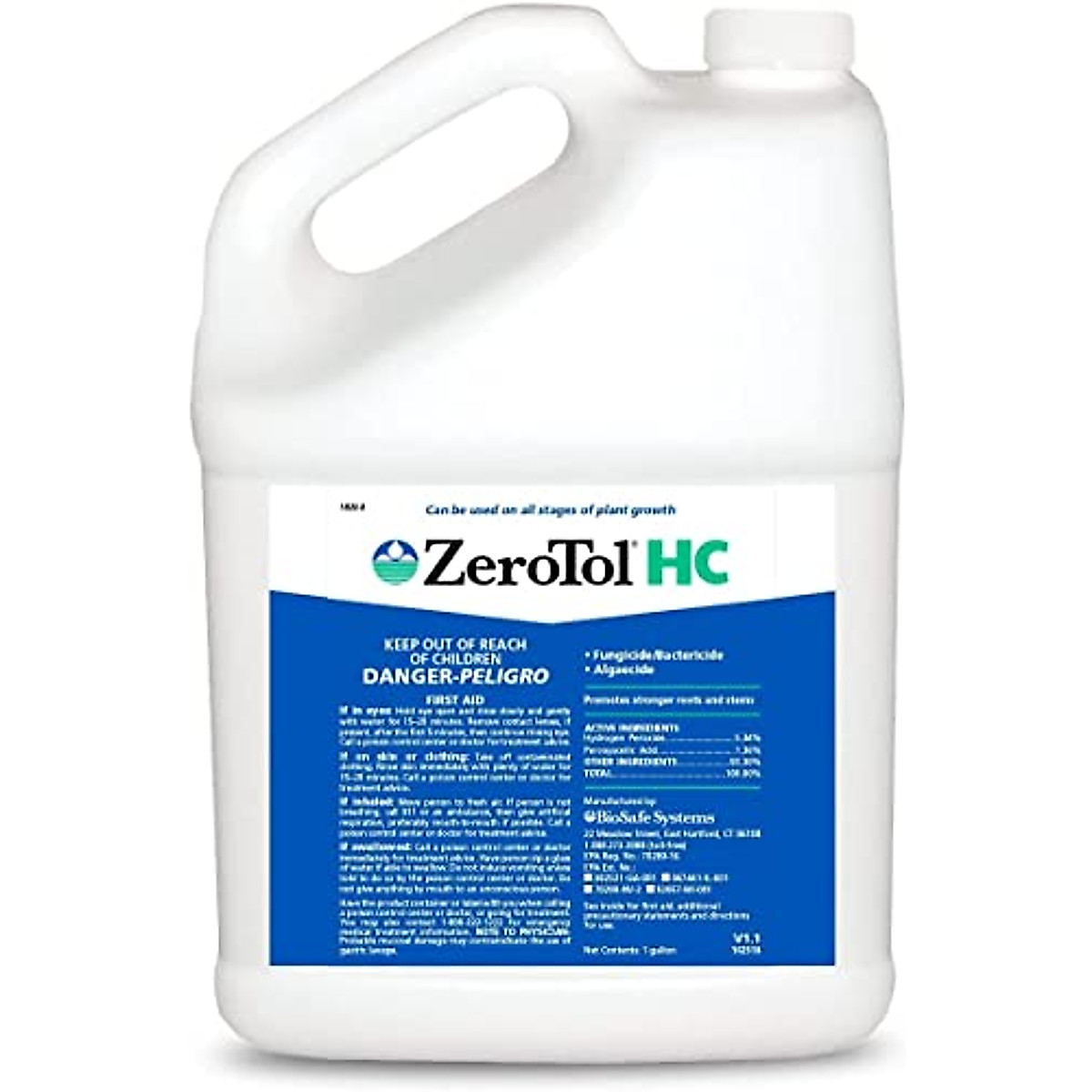 BioSafe ZeroTol HC Organic Disease Control Kills Mold and Mildew On Contact for All Plants, Fruits, Vegetables, Use Till Day of Harvest, One Gallon