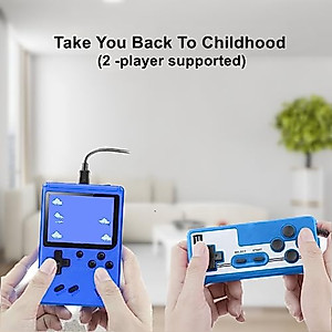 Retro Handheld Game Console,Portable Retro Video Game with 500 Classic FC Games 3 Inch LCD Screen, Support TV Connection & Two Players, Birthday for Kids, Adults (Blue)