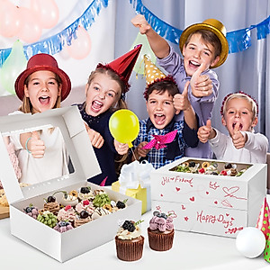Kucoele 12 Count Cupcake Boxes, 6 Pack White Cupcake Containers with Windows and Inserts, Disposable Cupcake Carriers for Muffins, Treats, Pastries, 13 x 10 x 4 Inches