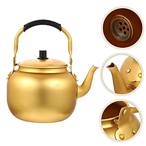 HEMOTON Tea Serving Kettle Household Korean Raw Rice Wine Storage Aluminium Kettle Pot Anti Leak Water Soup Kettle for Home Restaurant Kitchen 2L