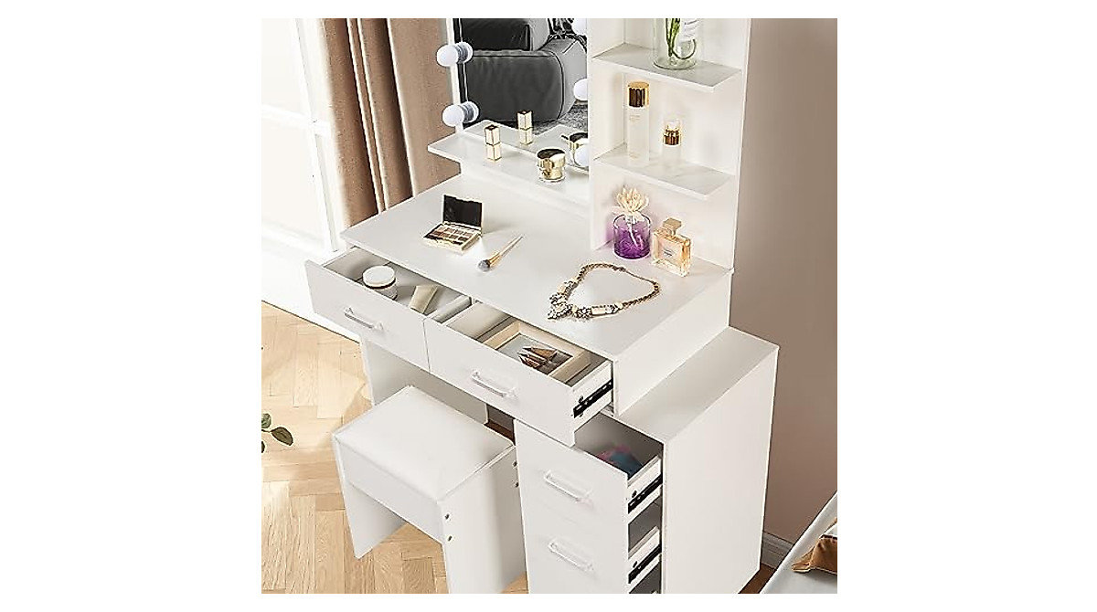 LED Makeup Vanity Desk Set with Storage & Lighting