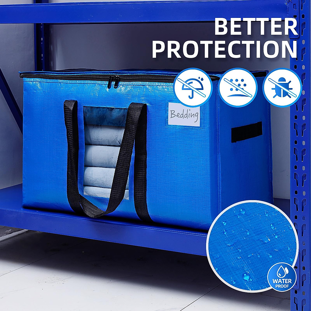 TAILI Extra Large Moving Bags, 4 Pack Heavy Duty Totes For Storage with Visible Window, Wrap Around Handles, Storage Bags for Space Saving Moving Storage, Alternative to Moving Boxes