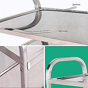MTYLX Trolley,Cart,Household Multi-Layer Trolleys,Cart Service Restaurant Garage Steel Handle Pushbar Arcuate Handle Multifunction Easy to Move, 3 Sizes,Gray,75X40X83.5Cm