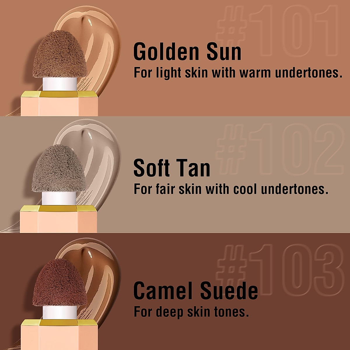 Yeweian Liquid Contour Stick Makeup, Cream Face Bronzer Stick Built-in Sponge Tip, Cool Toned Contour Stick for Women and Girl, Lightweight Blendable Liquid Bronzer Concealer Stick (101 Golden Sun)