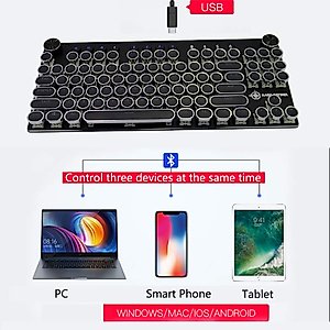 MK11 RGB Mechanical Keyboard Wireless/Wired Multi-Device Gaming Keyboard-Blue Switch-RGB LED Backlit-87 Keys for PC/Mac/iPad/iPhone/Smartphone/Laptop (Black)