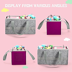 Seracle Carrying Case Travel Felt Bag Compatible with Toniebox Starter Set and Tonies Figurine (Gray+Purple)