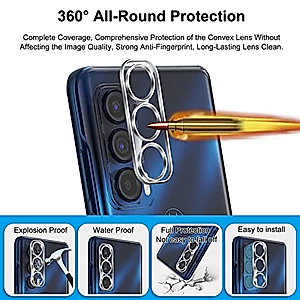 TQLGY 3 Pack Screen Protector for Motorola Moto Edge 2021 / Moto Edge 5G UW with 3 Pack Camera Lens Protector, Tempered Glass Film, 9H Hardness - HD - Bubble Free - Anti-Scratch - Easy Installation