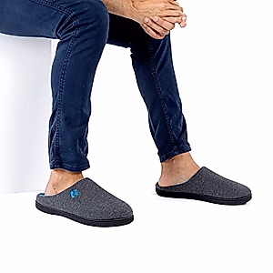 RockDove Men's Original Two-Tone Memory Foam Slipper, Size 5-6 US Men, Dark Grey/Blue