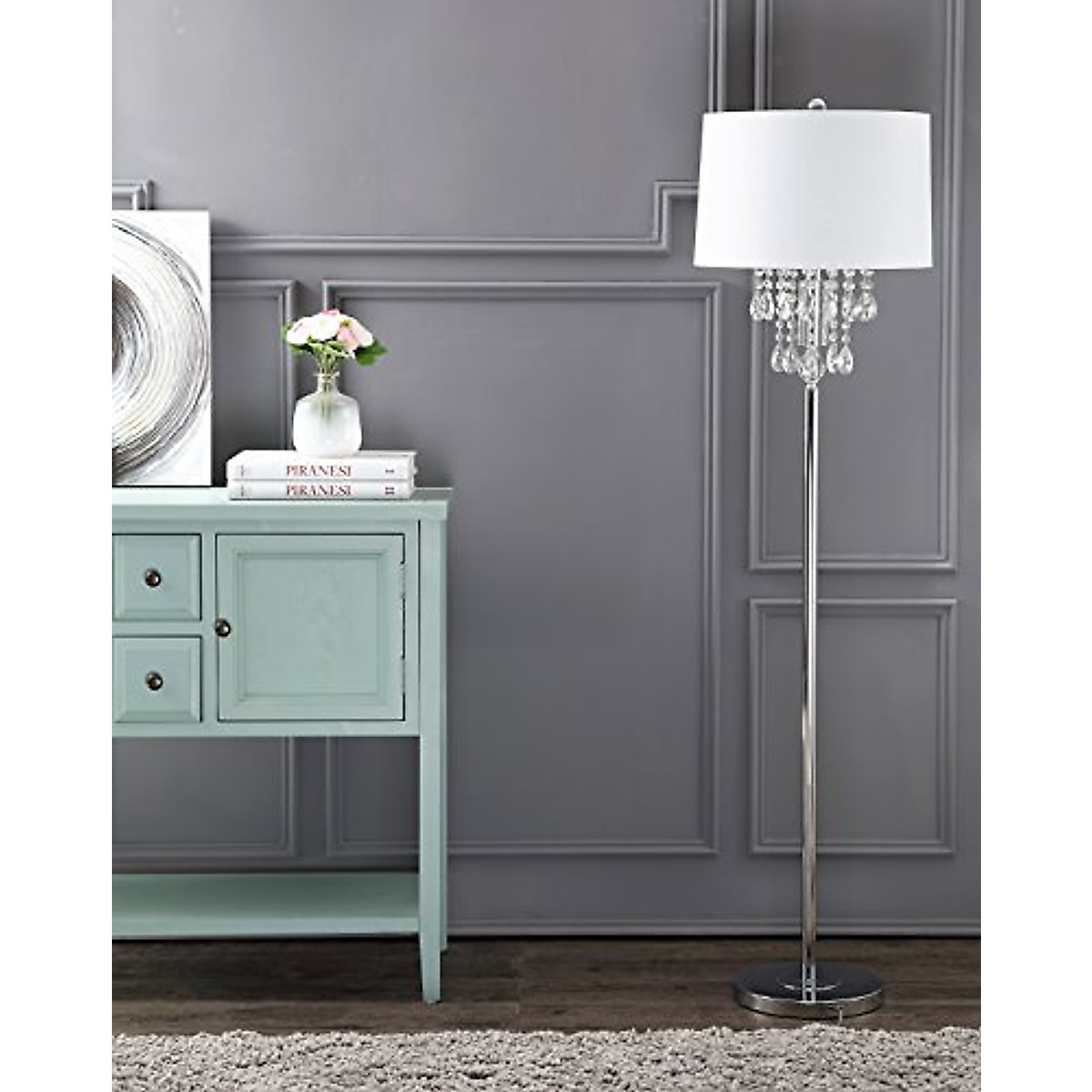 JONATHAN Y JYL2034A Abigail 61" Crystal/Metal LED Floor Lamp Contemporary,Transitional,Traditional,Glam for Bedrooms, Living Room, Office, Reading, Clear/Chrome