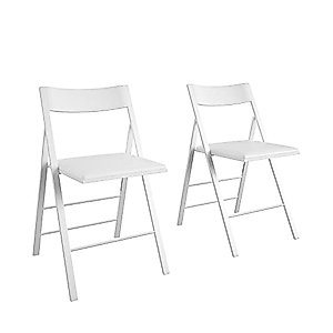 CoscoProducts COSCO Modern Slim Line Vinyl Padded Folding Chair, White