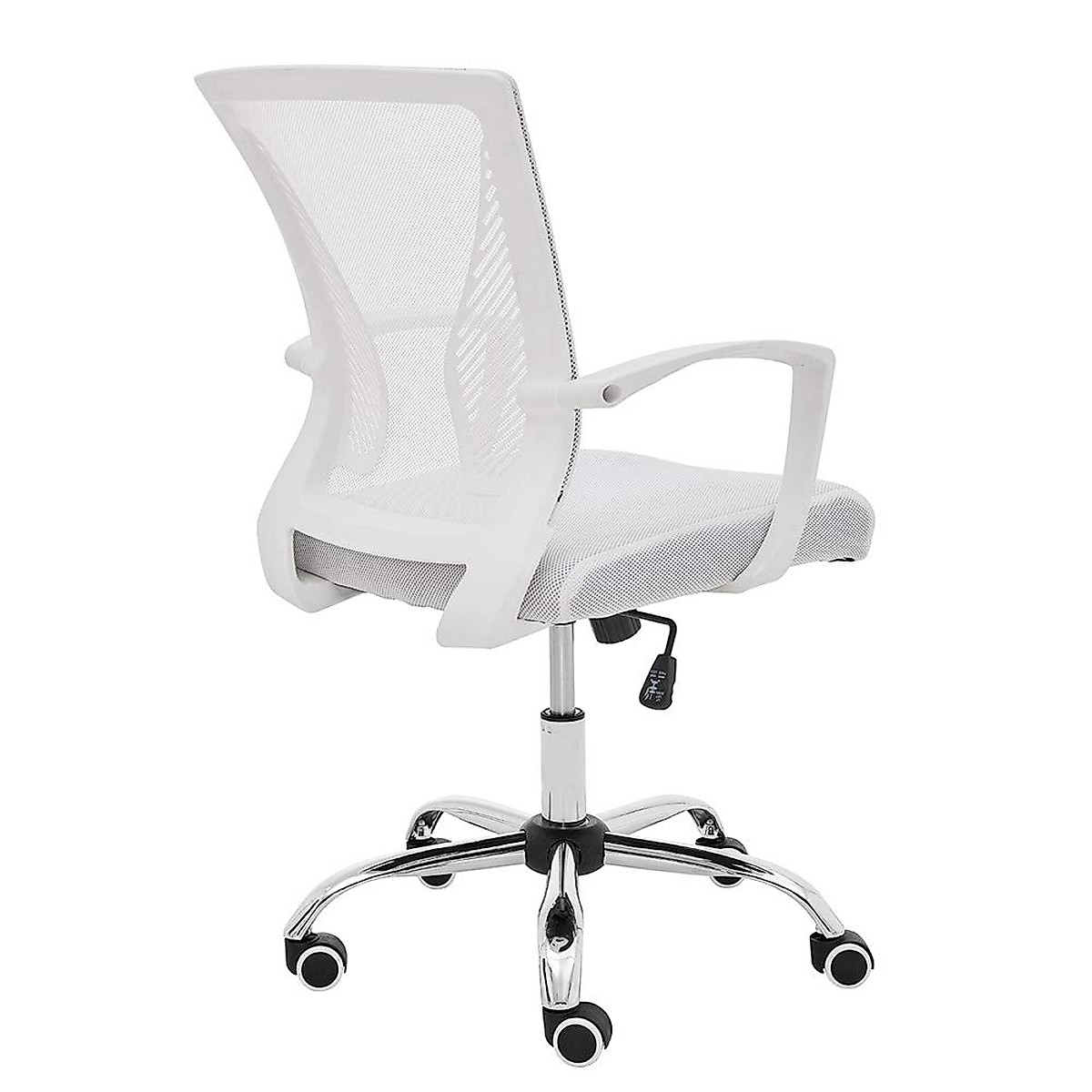 Modern Home Zuna Mid-Back Office Task Chair - Ergonomic Back Supporting Mesh Back Desk Chair (White/White)