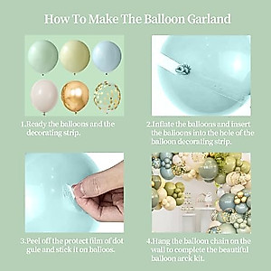 Dusty Green Blue Balloon Garland Arch Kit,Green Ash Mist Green Blue Haze Fog Blue Sand White Gold Balloons for Jungle Safari Neutral Birthday Baby Shower Wedding Birthday Party Decorations