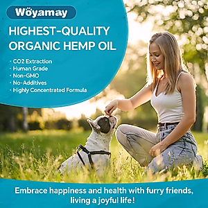 Woyamay Hemp Oil for Dogs and Cats - Hemp Oil Drops Rich in Omega 3, 6, 9 and Organic Extract Helps Pets with Аnxiеty, Pаin, Strеss, Slееp, Аrthritis, Sеizures Rеlief, Pets Calming Treat-2 Pack