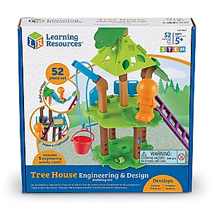 Learning Resources Tree House Engineering & Design Building Set, STEM for Kids, Science Toys for Kids, Engineering Toys for Kids, Math, Science Set, 52 Pieces