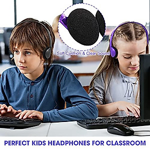 Konohan 32 Pack Headphones Student Headphone Adjustable on Ear Headphone Library Headphone Wire Classroom Headphone with 3.5 mm Headphone Plug for Boys Girls Adults School (Red, Purple, Gray, Black)