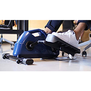 JFIT Under Desk and Stand Up Mini Elliptical/Stepper w/Adjustable Angle, Navy/Black