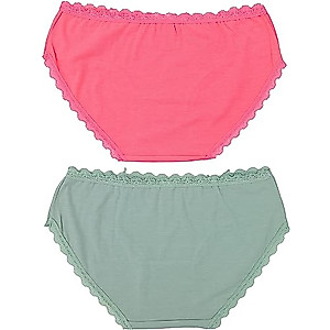 ToBeInStyle Women's 6 Pack Lacey Edge 2 Cotton Hipster Panties - Medium