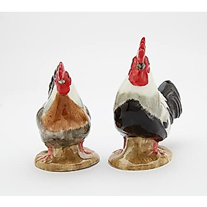 StealStreet SS-CG-20883 Painted Pair of Roosters Salt and Pepper Shakers Set, Black, 3 5/8" x 2 3/8" x 3 7/8"H