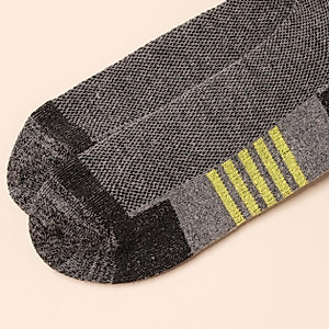 Amazon Essentials Men's Performance Cotton Cushioned Breathable Athletic Crew Sports Socks, 6 Pairs, Grey/White, 12-14