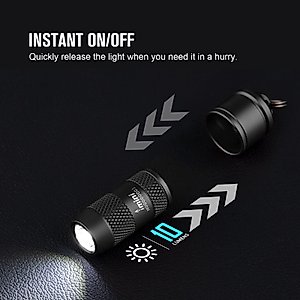 OLIGHT IMINI 10 Lumens Tiny Keychain Flashlight, Portable Quick-Release Small Flashlights with Magnetic Base, Powered by 3 LR41 Button Cells for EDC and Emergency (Black)