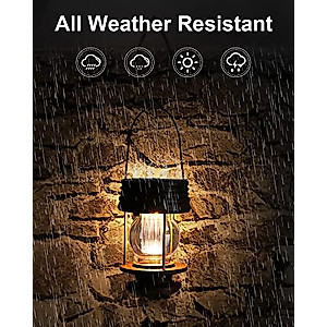 Leelosp 4 Pack Hanging Solar Lanterns Waterproof Lights Powered Led Decorative Landscape Light Table Lamp with Design for Patio, Garden, Yard, and Pathway Decor, Warm