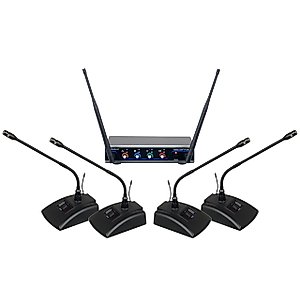 VocoPro, 4 Wireless Microphone System, XLR, Black, Digital-Quad-Conference-C4