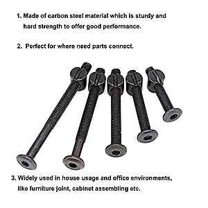 cSeao Black Baby Bed Crib Screws Replacement Parts,50pcs M6 Hex Drive Socket Cap Barrel Nuts Assortment Kit for Baby Bed Cribs Furniture, M6x40/50/60/70/80mm