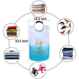 Erimaki 147L XL Foldable Laundry Basket With Handle, Waterproof Extra Large Collapsible Laundry Hamper, Freestanding Big Tall Baskets For Kids Boys Clothes In Bedroom Bathroom, Blue