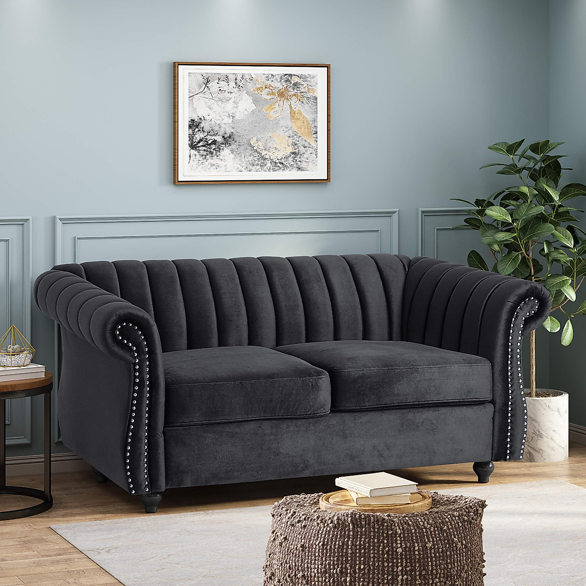 Christopher Knight Home Glenmont Love Seats, Black + Dark Brown