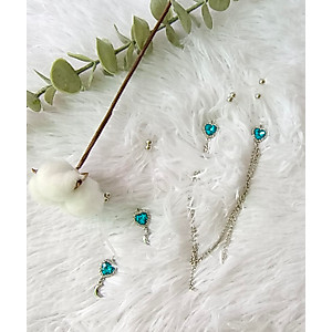 Heart Nipple Chain Noose Nipple Rings Clamps Non Piercing Nipple Body Jewelry Chain Breast Clamps for Sexual Pleasure 1 Set Blue