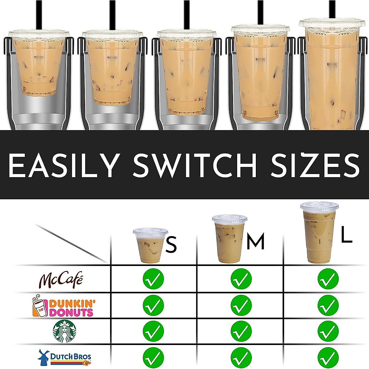 Universal Iced Coffee Sleeve - Upgraded Double Wall Reusable Stainless Steel Holder Sleeves Insulator for Cold Drinks Fits Starbucks Dunkin Donuts McDonalds Small Medium Large Cup (Black Leopard)