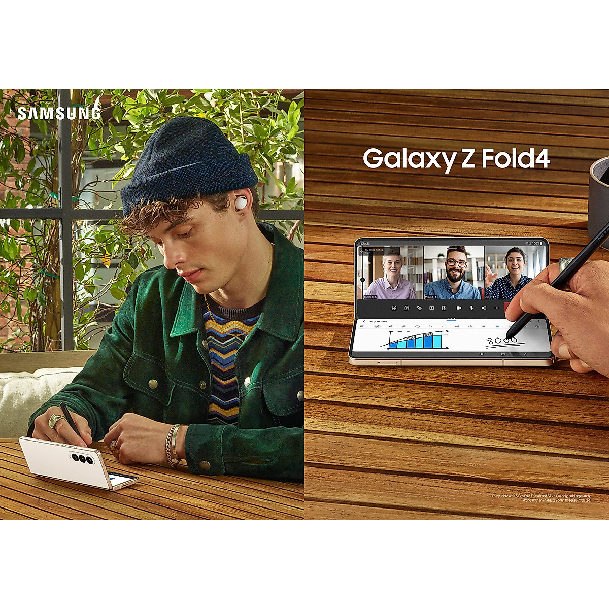 SAMSUNG Galaxy Z Fold 4 Cell Phone, Factory Unlocked Android Smartphone, 512GB, Flex Mode, Hands Free Video, Multi Window View, Foldable Display, S Pen Compatible, US Version, Beige