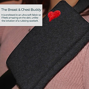 The Breast & Chest Buddy Seatbelt Cushion for Open Heart Surgery and Chest Reconstruction Sites- Charcoal with Small Red Heart