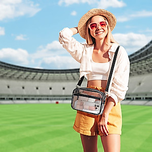 PACKISM Clear Purses for Women Stadium Clear Bag Stadium Approved with Adjustable Strap Transparent Crossbody Bag for Concerts Sporting Events, 2 Pack Black