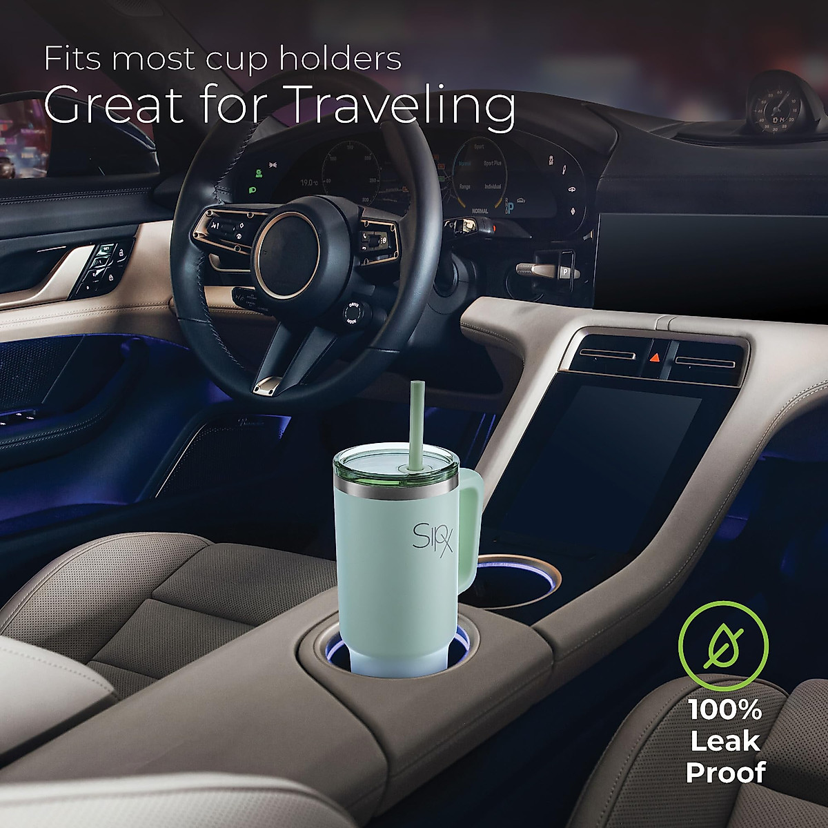 SIPX™ Insulated Tumbler With Lid And Straw, 40oz. Tumbler With Handle Keeps Cold 12 Hours, Water Bottle Thermos With Lid, BPA-Free Reusable Insulated Coffee Tumblers, Travel Mug Great For Beach Party