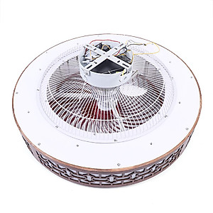 WUPYI 22 Inch Ceiling Fan with Light and Remote Control,Modern LED Semi Flush Mount Light Fandelier,Wood Design,Acrylic Blades,3 Colors 3 Speeds,64W,Enclosed Fan,Quite Motor