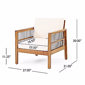 Christopher Knight Home Elias Chat Set, Beige + Teak + Black Metal