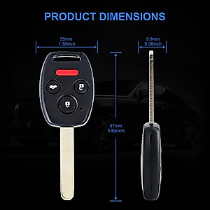 2 Replacement Keyless Entry Remote: Pilida Car Key Fob Clicker Alarm Fit for Honda Accord 08-12| 09-15 Pilot KR55WK49308-4 Button Only for 4 Doors Vehicle
