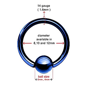 Curved Barbells Titanium G23 Grade Green Anodized 14Gx3/8(1.6x10MM) Captive Bead Ring-BCR with 4MM Ball