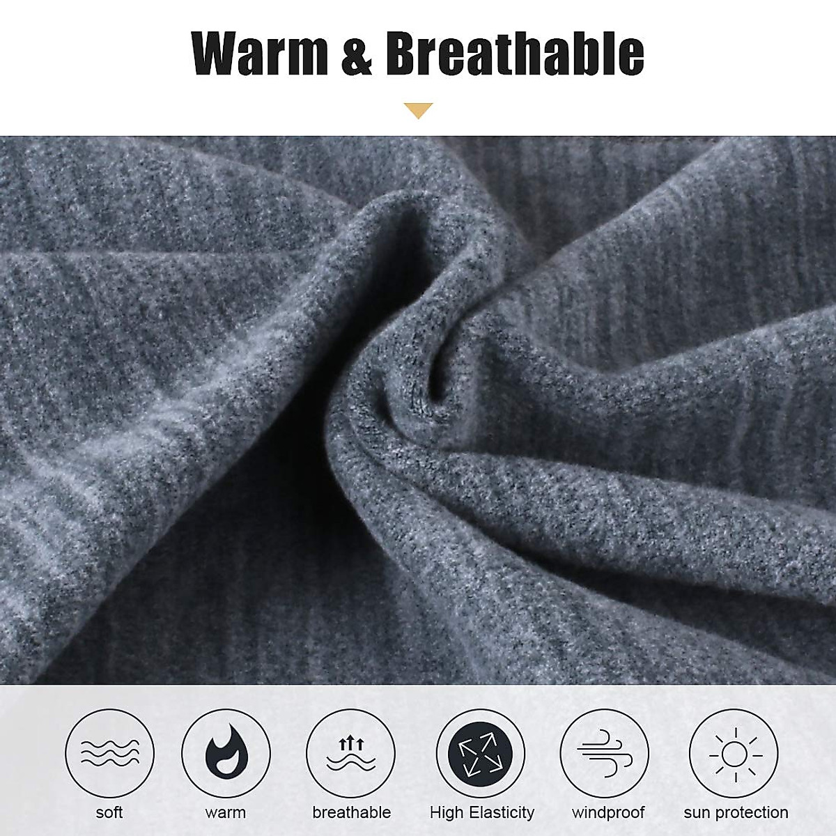 KGC 2 Pack Winter Neck Warmer Gaiter,Soft Fleece Windproof Face Mask Scarf Bandana Cold Weather Face Cover for Men & Women Outdoor Sports Skiing Cycling