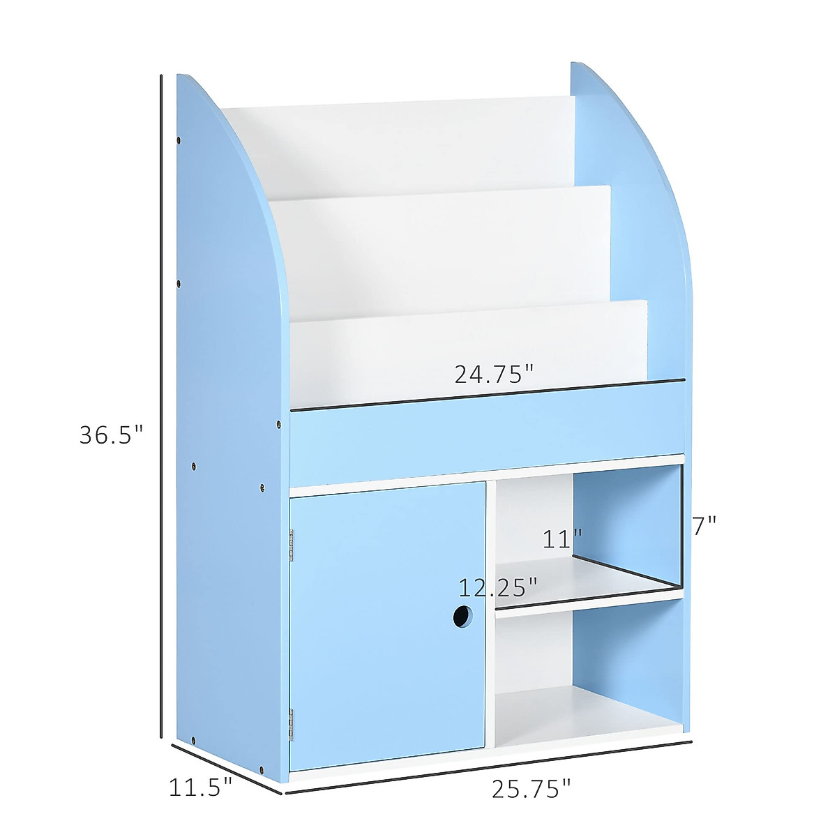 Qaba Bookshelf, Multi-Purpose Kids Toy Storage Organizer for Preschool & Early Reading, Kids Bookcase with Cabinet, Childrens Bookshelf, Book Organizer Kids Playroom Furniture, Ages 3-8, Blue