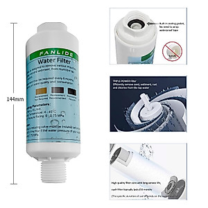 FANLIDE Bidet water filter for electronic bidet seats, Toilet water filter system, compatible with 1/2" 1/4" 3/8" Bidet hose (2 Filters + 2 Adapter)
