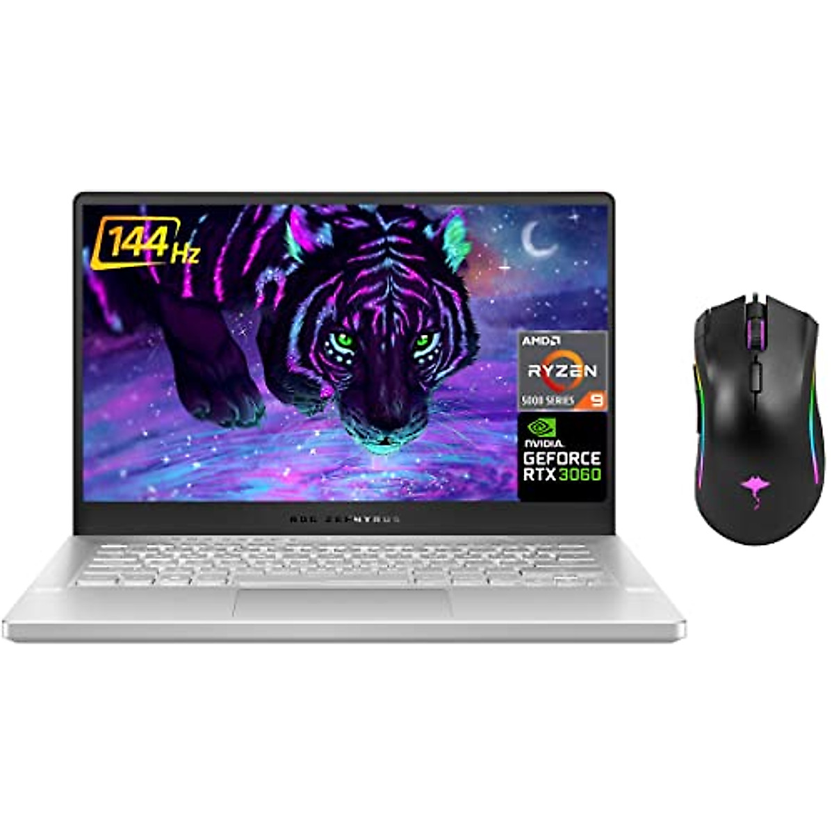 ASUS ROG Zephyrus G14 14" FHD 144Hz VR Ready Gaming Laptop 2022, AMD 8-core Ryzen 9 5900HS (Beats i9-10885H), 24GB RAM, 1TB PCIe SSD, GeForce RTX 3060 6GB, Backlit Keyboard, Win11, White + GM Mouse