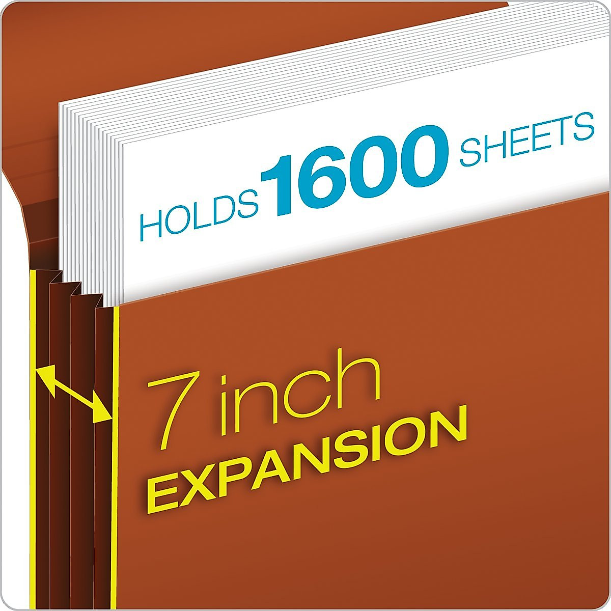 Pendaflex Globe-Weis/Pendaflex Heavy Duty File Wallets, Extra Wide, 7-Inch Expansion, Elastic Cord Closure, Letter Size, Brown, 5-Count (CL1084GLHD)