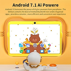 kcavykas 7.0-Inch HD Display Quad Core Android 7.1 Tablet Pc for Children 1+16gb Multi-Function Bluetooth WiFi Support 128g Memory Card (Yellow)